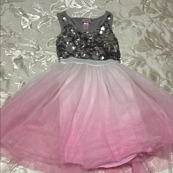 Justice | Dresses | Justice Pink And Silver Sequin Kids Formal Dress ...